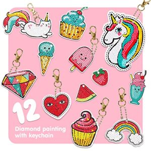 TOY Life Diamond Painting Kit For Kids with Keychains, Crafts for Girls Ages 8-12, Diamond Art for Kids, Diamond Dot Gem Art Kits for Kids, Kids Arts and Crafts for Kid Ages 8-12, Unicorn Painting Kit