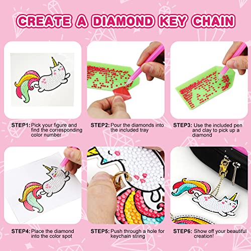 TOY Life Diamond Painting Kit For Kids with Keychains, Crafts for Girls Ages 8-12, Diamond Art for Kids, Diamond Dot Gem Art Kits for Kids, Kids Arts and Crafts for Kid Ages 8-12, Unicorn Painting Kit