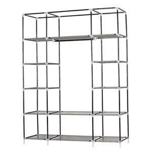 LEGENDARY-YES Portable Closet Large Wardrobe Closet Clothes Storage Organizer with Metal Shelves and Dustproof Non-Woven Fabric Cover