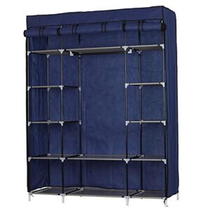 LEGENDARY-YES Portable Closet Large Wardrobe Closet Clothes Storage Organizer with Metal Shelves and Dustproof Non-Woven Fabric Cover