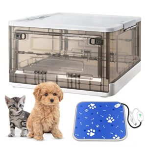 hkdq puppy incubator, pet incubator box large pet brooder nursery,nebulization box,kitten incubator,incubator for puppies with pet heating pad and pet medicine feeder（55l）