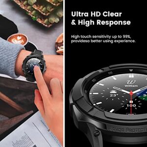 Goton 3 in 1 Accessories for Samsung Galaxy Watch 4 Classic 42mm, 1 Rugged TPU Armor Bumper Case Cover +2 Tempered Glass Screen Protector Films + 1 Bezel Ring for Galaxy Watch4 Classic 42mm Black