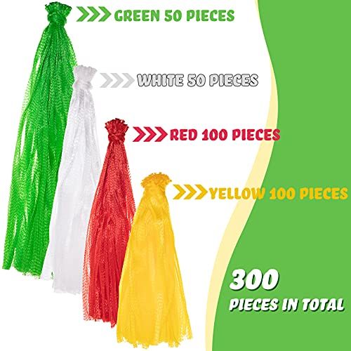 300 Pieces Reusable Mesh Bags Nylon Netting, Onion Bags Pack Seafood Boiling Bags Plastic Mesh for Storage of Fruit Vegetable Seafood Boil Bags for Crawfish Shellfish Crab Cooking Mesh Bags, 4 Sizes