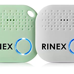 Bluetooth Key Finder – Key Locator Device with App, Siri Compatibility, & Extra Battery – Anti-Lost Keychain Tracker Device for Phone by Rinex- 2 Pack & Green and White