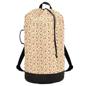 thanksgiving day leaves laundry bag heavy duty laundry backpack with shoulder straps handles travel laundry bag drawstring closure dirty clothes organizer for laundromat dorm travel camp