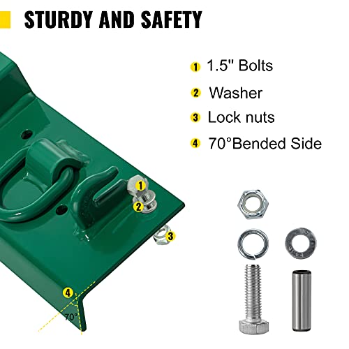 VEVOR Tractor Bolt on Hooks, 1/4" Compact Bolt on Grab Hooks, Max 4700LBS G70 Forged Bolt on Hooks for Tractor Bucket with 1/2" Shackles, Work Well for Tractor Bucket, RV, UTV, Truck Hardware Includ