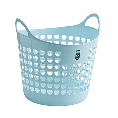 GyongRong, Dirty Basket Large Household Plastic Dirty Basket Clothes Storage Basket Bathroom Laundry Basket Toys Sundries Storage Basket (Blue)