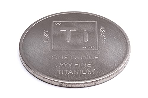 1 Troy Oz Titanium Round - .999 Pure Chemistry Element Design by Unique Metals