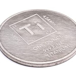 1 Troy Oz Titanium Round - .999 Pure Chemistry Element Design by Unique Metals