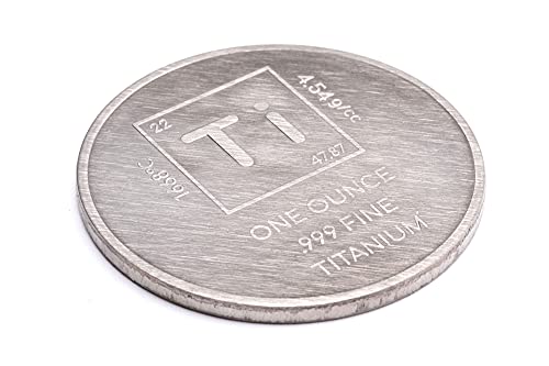 1 Troy Oz Titanium Round - .999 Pure Chemistry Element Design by Unique Metals