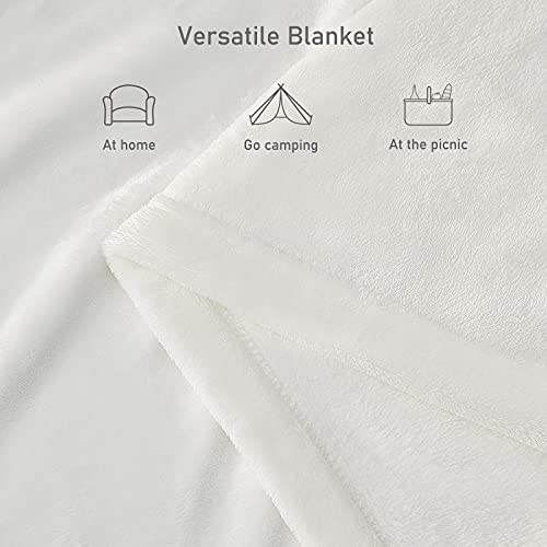 Comaza Fleece Blanket King Size White Throw Blanket - Lightweight Plush Soft & Cozy Bed Blanket Microfiber Flannel Fuzzy Blanket for Couch and Sofa (108x90 inches)