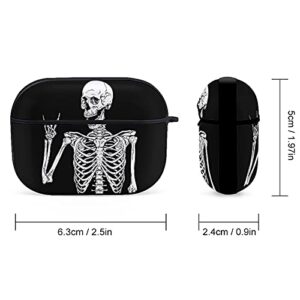 YouTary Rock and Roll Skeleton Skull Boho Hippie Pattern Airpods pro Case Cover with Keychain, Apple AirPod Cover Unisex Shockproof Protective Wireless Charging Headset Accessories