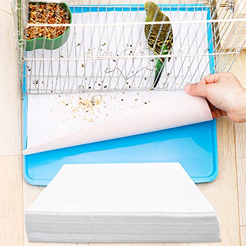 RUBY.Q Bird Cage Liner Papers, 100/200 Sheets Non-Woven Bird Cage Liners, Precut Absorbent Bird Cage Paper Liners Pet Animal Cages Cushion for Bird Parrot