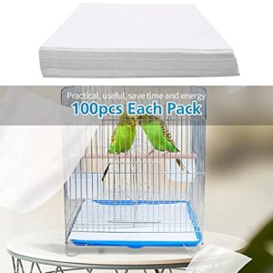 RUBY.Q Bird Cage Liner Papers, 100/200 Sheets Non-Woven Bird Cage Liners, Precut Absorbent Bird Cage Paper Liners Pet Animal Cages Cushion for Bird Parrot