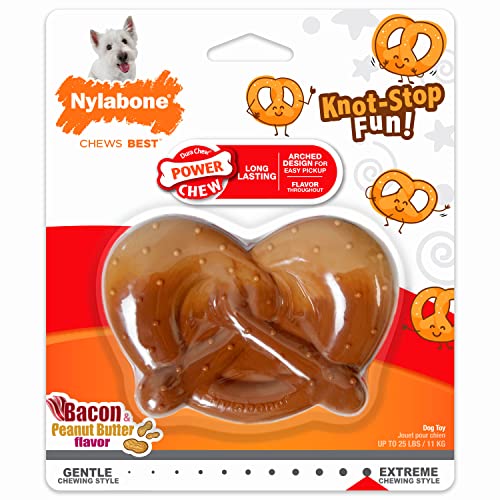 Nylabone Pretzel Dog Toy - Power Chew Dog Toy for Aggressive Chewers - Bacon & Peanut Butter Small/Regular (1 Count)