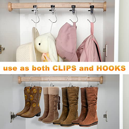 Boot Hangers, 16 Pack Hanging Clips, Heavy Duty Clothes Pins, Hanging Clips Hook, Boot Hangers for Closet, Laundry Hooks with Clip, Boot Hangers for Tall Boots, Boot Clips for Hanging, Hook Clips