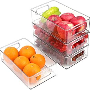 YYDSHEN Fridge Storage Clear Stackable Pantry Bin for Refrigerator, Freezer, Kitchen Cabinet-Free BPA, Plastic Food Organizers Containers, large, yellow