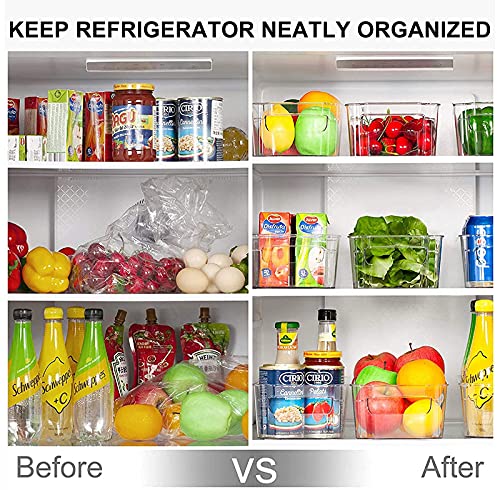 YYDSHEN Fridge Storage Clear Stackable Pantry Bin for Refrigerator, Freezer, Kitchen Cabinet-Free BPA, Plastic Food Organizers Containers, large, yellow