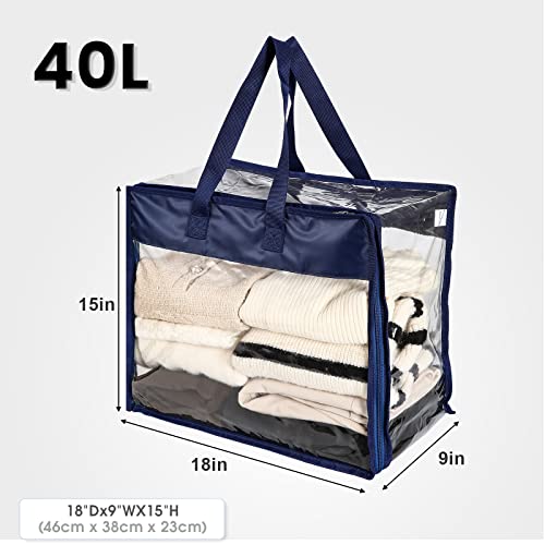 GXaryFulin Clear Storage Bags for Clothes, Blanket, Sweaters, (18''x15''x 9'', Grey)