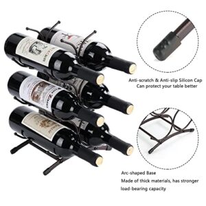 SCDGRW Wine Racks Countertop, 6 Bottles Freestanding Metal Wine Rack Black, Metal Wine Storage Stand, Small Wine Rack, Tabletop Wine Holder Wine Storage Rack for Pantry, Bar, Cabinet