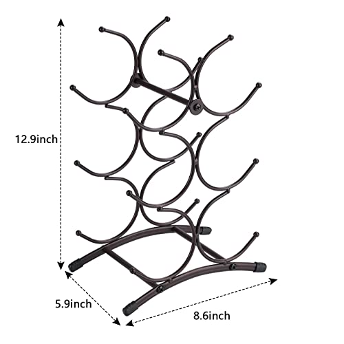 SCDGRW Wine Racks Countertop, 6 Bottles Freestanding Metal Wine Rack Black, Metal Wine Storage Stand, Small Wine Rack, Tabletop Wine Holder Wine Storage Rack for Pantry, Bar, Cabinet