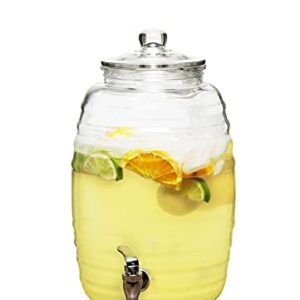 Style Setter Oak Grove Beverage Dispenser Cold Drink Dispenser w/ 2.5-Gallon Capacity Glass Jug, Leak-Proof Acrylic Spigot Great for Parties, Weddings & More