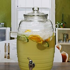 Style Setter Oak Grove Beverage Dispenser Cold Drink Dispenser w/ 2.5-Gallon Capacity Glass Jug, Leak-Proof Acrylic Spigot Great for Parties, Weddings & More