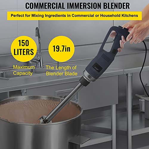 VEVOR Commercial Immersion Blender Variable Speed Heavy Duty Immersion Blender 750W Commercial Hand Mixer 304 Stainless Steel Hand Blender Commercial (11.8")