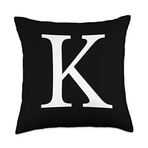 plaid boutique cute & classy black white monogram letter k throw pillow, 18x18, multicolor