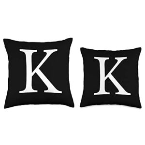 Plaid Boutique Cute & Classy Black White Monogram Letter K Throw Pillow, 18x18, Multicolor