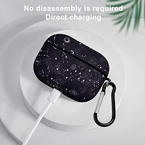 YouTary Stars Moon Planet Space Galaxy Universe Pattern Airpods pro 3 CaseCover with Keychain, Apple AirPod Cover Shockproof Protective Wireless Charging Headset Accessories