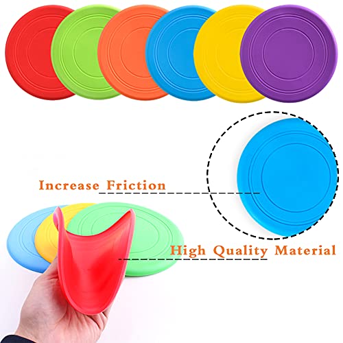 Bvrbaory 6 Pack Dog Flying Disc,Dogs Training Interactive Toys,Puppy Flyer Toy Dog Flyer,Lightweight Soft Floating Saucer for Small Medium Dog Outdoor Sport,Safe on Teeth