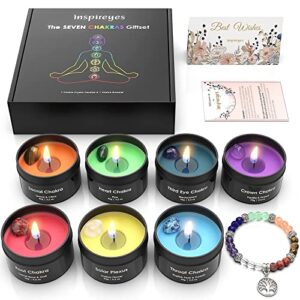 chakra candles with premium crystal and healing stones luxury meditation scented candles gift set for women stress relief spiritual decor healing candles for yoga, aromatherapy