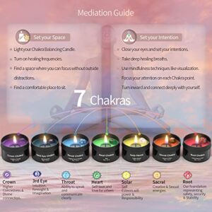 Chakra Candles with Premium Crystal and Healing Stones Luxury Meditation Scented Candles Gift Set for Women Stress Relief Spiritual Decor Healing Candles for Yoga, Aromatherapy