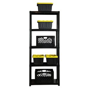 Juggernaut Storage 30"W x 14"D x 70"H 4-Shelf Resin Shelving Unit, 600 lb Capacity Black