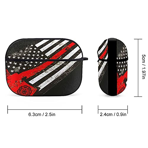 YouTary USA Thin Red Line Firefighter Axe Pattern Airpods pro Case Cover with Keychain, Apple AirPod Headphone Cover Unisex Protective Wireless Charging Headset Accessories