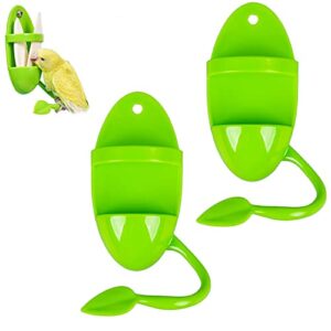 2pcs plastic pet bird cuttlebone holder food holder, cuddle bone feeding racks, cuttlebone holder for cockatiels parakeets budgies finches green