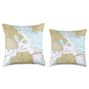 15 Degrees East Nautical Chart-Entrance to San Francisco Bay, Sausalito Throw Pillow, 16x16, Multicolor