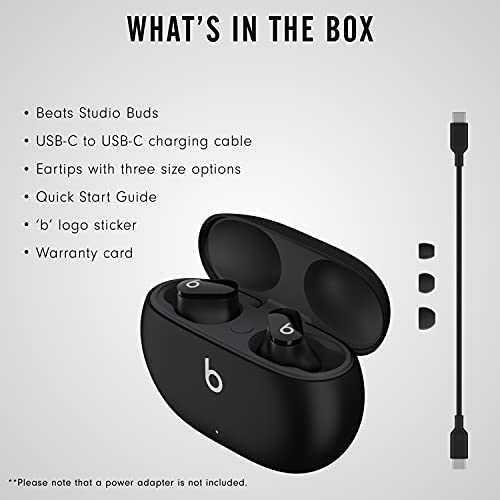 Beats Studio Buds – True Wireless Noise Cancelling Earbuds – Compatible with Apple & Android, Built-in Microphone, IPX4 Rating, Sweat Resistant Earphones, Class 1 Bluetooth Headphones - Black