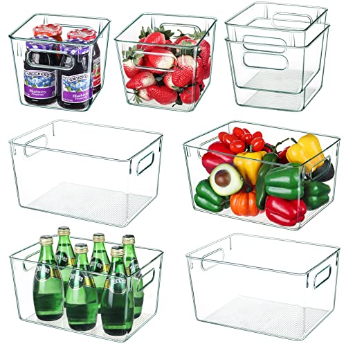 Set Of 8 Refrigerator Organizer Bins，4 Large and 4 Small Pantry Organization and Storage Bins, Clear Cabinet Organizers & Storage Containers for Pantry, Kitchen, Freezer, Cabinet, Fridge,BPA Free