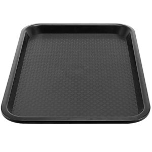 JOIKIT 8 Pack 12 x 16 Inch Fast Food Trays, Plastic Fast Food Serving Trays Rectangular Cafeteria Tray Textured Food Serving Trays for Commercial, Home Use, Black