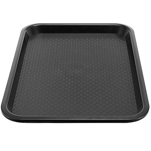 JOIKIT 8 Pack 12 x 16 Inch Fast Food Trays, Plastic Fast Food Serving Trays Rectangular Cafeteria Tray Textured Food Serving Trays for Commercial, Home Use, Black