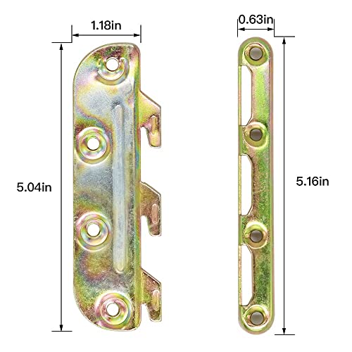 ZBRO 4 Set Bed Rail Brackets-Bed Frame Hardware for Wood Bed Frame Headboards Footboards - 5inch (Screws Included)