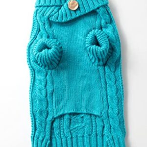 Mokiray pet Knitted Cable Dog Sweater Dachshund Cat Pull Chien Teckel Clothes Winter Chihuahua Dachshund Small Large Dogs Warm (Blue, Medium)