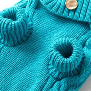 Mokiray pet Knitted Cable Dog Sweater Dachshund Cat Pull Chien Teckel Clothes Winter Chihuahua Dachshund Small Large Dogs Warm (Blue, Medium)