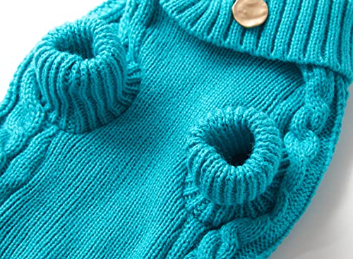 Mokiray pet Knitted Cable Dog Sweater Dachshund Cat Pull Chien Teckel Clothes Winter Chihuahua Dachshund Small Large Dogs Warm (Blue, Medium)