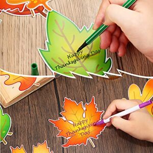 60 Pieces Fall Leaves Accents Cutouts Autumn Thanksgiving Leaf Accents Cutouts Maple Oak Ash Elm Leaf Cutout with Glue Point Dots for Fall Classroom Bulletin Boards Wall Tree Decor (Classic Style)