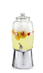 style setter oak grove beverage dispenser cold drink dispenser w/ 2.5-gallon capacity glass jug, galvanized base & leak-proof acrylic spigot great for parties, weddings & more