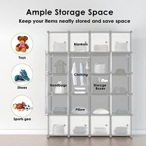 20 Storage Cubes Cabinet Cube Storage Organizer Portable Wardrobe Cube Shelves with Doors DIY Cube Organizer Storage System for Bedroom, Living Room, Office, Gray&White