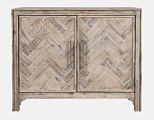 jofran gramercy mid-century modern chevron two door accent chest cabinet, 40", grey wash